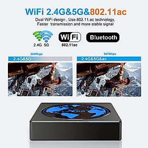 Android 11.0 TV Box, X98 Mini Amlogic S905W2 TV Box 4GB RAM 32GB ROM Support AV1 WiFi BT4.2 4K HDR Box with Keyboard i8