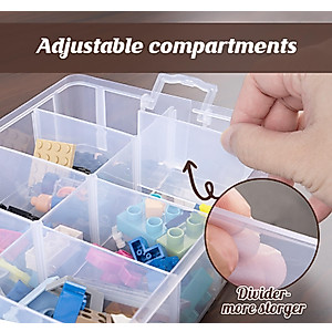 Anstore Storage Box with Compartments, Reinforced 3-Tier Clear Plastic Craft Storage Box with Lids, Practical Sorting Box for Crafts, Jewelry, Toy building blocks(Medium)