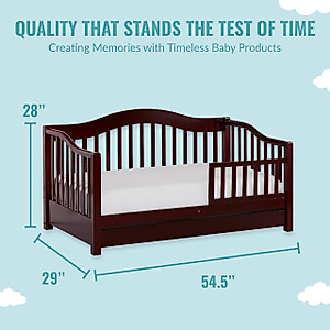 Dream On Me Toddler Day Bed with Storage Drawer in Cherry, Greenguard Gold Certified