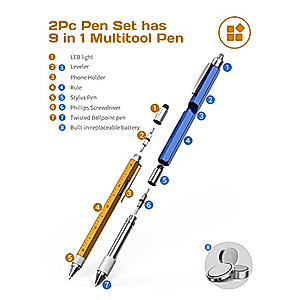Stocking Stuffers Gift for Men-Multi Tool Pen Construction Tools,Cool Gadgets for Dad Husband Grandpa ,Fathers Gifts Ideas for Engineer Woodworkers Carpenter Stylus,Ruler,Level,Screwdriver,Flashlight