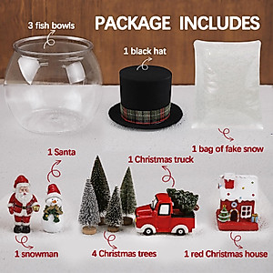 Christmas Decorations Indoor - Christmas Decor - 3 Pack DIY Fish Bowl Snowman Crafts with Fake Snow & T/Ree & Figures & Top Hat - Xmas Holiday Decor for Home Room Table Centerpieces Mantle Shelf