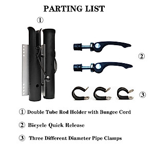 Bike Fishing Rod Holder，Bike Fishing Rod Rack and Carrier,Easy Mounts Two Rod to Your Bicycle,for Bicycle Fishing (Black)