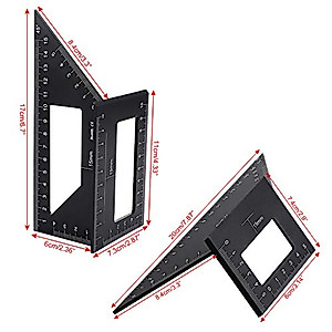 OwnMy Set of 2 Saddle Layout Square Gauge for Woodworking, 45/45 Degree - 90/45 Degree Square Layout Miter Angle Measuring T Ruler, Aluminum Alloy 3D Miter Scriber Template Tool for Carpenter (Black)