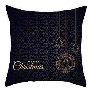 Akabsh Throw Pillow Cover,Throw Pillow Cover for Bed Sofa Chair Cushion Cases, Decorative Cushion Cover for Sofa Bedroom Living Room 17.8" x 18" Christmas Cotton Linen Throw Pillow Case