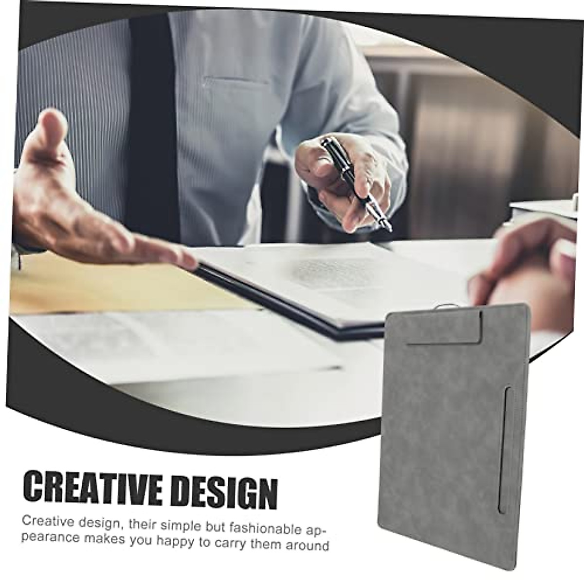 Ciieeo Folder Board Metal Clip Board Office Stuff Business Supplies Realtor Supplies Marketing Supplies Clipboard Pu Grey Writing Support Plate Exam Paper Base Paper File Organizer Metal