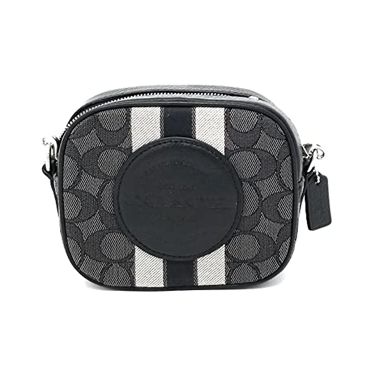 Coach Women's Mini Dempsey Camera Bag In Signature Jacquard With Stripe And Coach Patch (Silver/Black Smoke Black Multi)