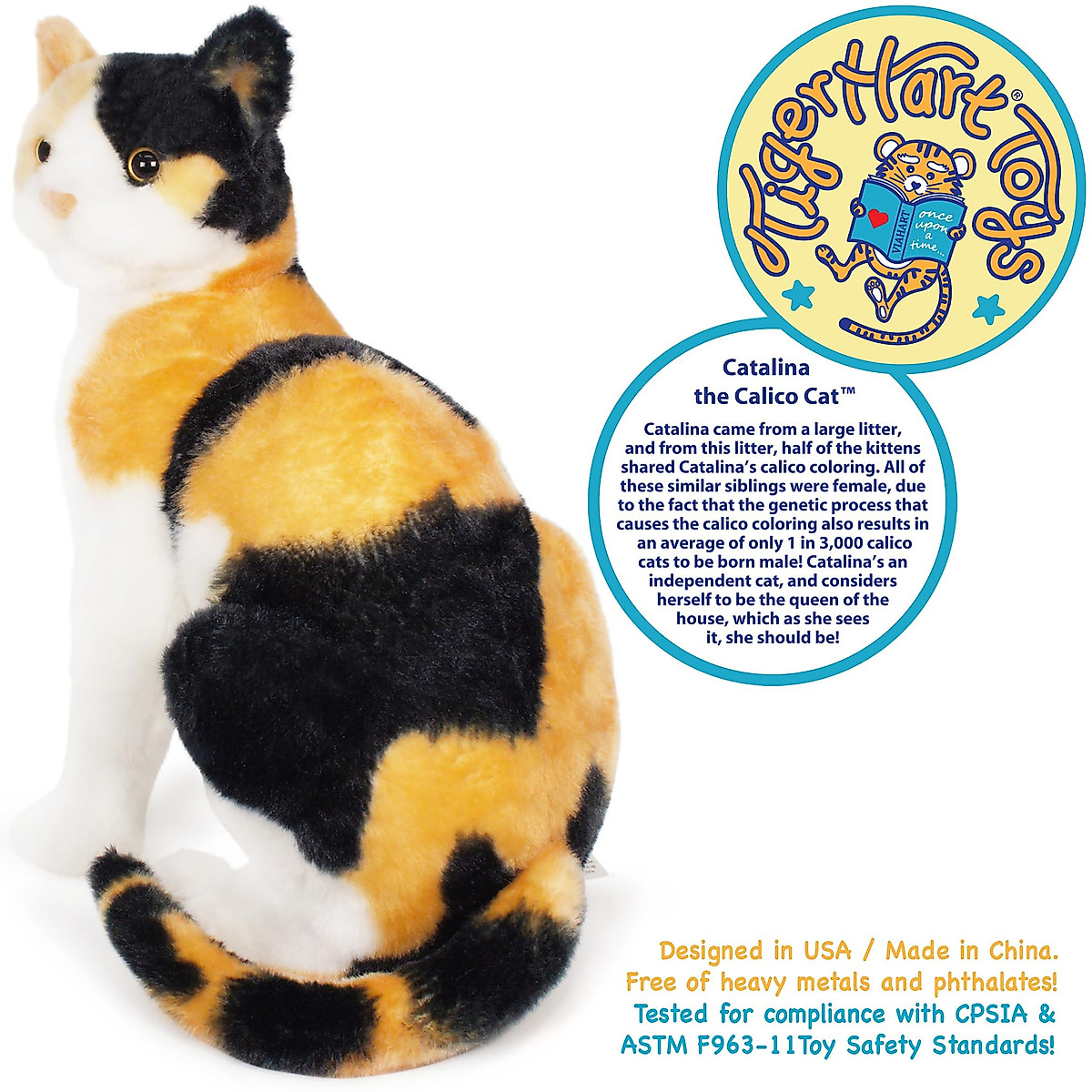TigerHart Catalina The Calico Cat - 13 Inch Stuffed Animal Plush