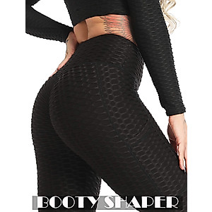 SEASUM Women's High Waist Yoga Pants Tummy Control Slimming Booty Leggings Workout Running Butt Lift Tights L