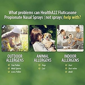 HealthA2Z® Fluticasone Propionate Nasal Spray| 50 mcg per Spray | 24 Hour Allergy Relief | 72 Sprays | 0.38 fl oz (11.1mL) | Relief from Nasal Congestion | Runny Nose | Sneezing