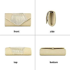 POPIDEO Clutch Purse for Women with Detachable Chain Evening Clutch Bag,Shoulder Bag with Chain Gold