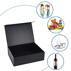 Giftgarden 4-Pack 11”x8”x3.5” Black Gift Boxes with Magnetic Lids, Large Collapsible Gift Wrap Box Magnet Clourse for Presents, Valentines Day, Birthday, Wedding, Bridesmaid Groomsman Proposal Box