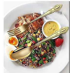 20-Piece Silverware Set with Steak Knives for 4,Unique Decorative Design，Stainless Steel Flatware Cutlery Set For Home Kitchen Restaurant Hotel, Kitchen Utensils Set, Mirror Polished, Dishwasher Safe