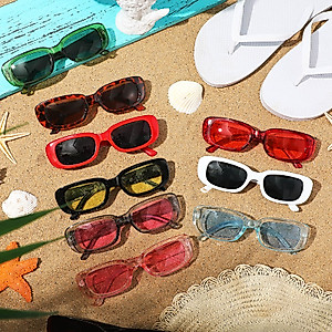 36 Pcs Womens Rectangle Sunglasses Retro Trendy Glasses Vintage Sunglasses Driving Sunglass 90s Eyewear for Girl Men (Multi Colors)