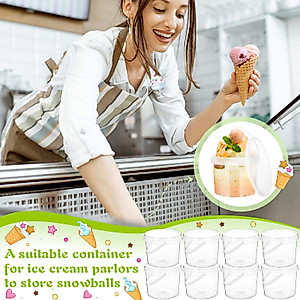 Didaey 8 Pcs 1.3 Gallons Round Ice Cream Bucket Clear Plastic Bucket with Lid and Handle Ice Cream Tub Freezer Food Storage Ice Cream Containers Pail with Lid for Summer Jelly Cold Drink Juice