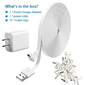 Power Cable 10Ft, Power Cord and Charger Adapter for Arlo Pro & Pro 2 and Arlo Go, Weatherproof Outdoor Indoor, Arlo Power Cable