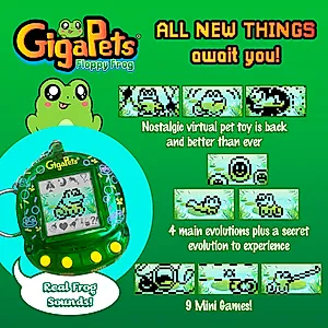 Giga Pet Virtual Pet for Kids Ages 5 and Up, 90s Throwback, Floppy Frog | 25th Anniversary Edition Upgraded Collector’s Edition | Kids Learn to Take Care of a Pet