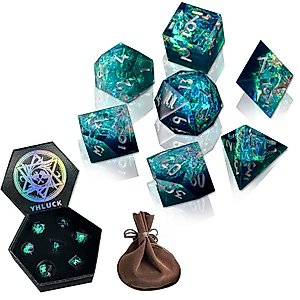 DND Dice Set Dungeon and Dragons Sharp Edge Dice Handmade Resin Polyhedral Dice RPG D20 Role Playing Gaming Dice for Party Games… (Style 5)