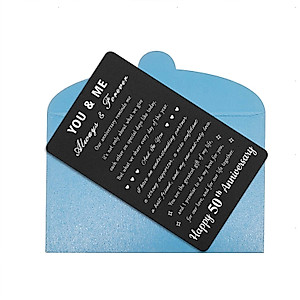 Personalized 50th Anniversary Card Gifts for Men Women - Happy 50th Anniversary Card, 50 Year Wedding Anniversary Wallet Card Present