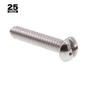 Prime-Line 9004652 Machine Screw, Round Head, Slotted/Phillips Combo, #10-24 X 1 in, Grade 18-8 Stainless Steel, Pack of 25