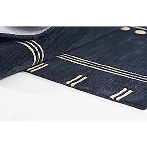 Momeni Simba Wool Hand Tufted Contemporary Indoor Area Rug, Navy, 5' X 8'