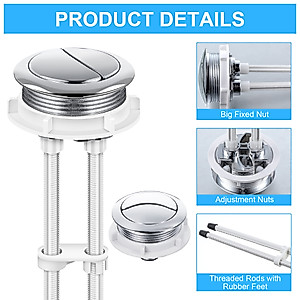 Enhon 48mm Toilet Tank Buttons, 2 Pack Flush Valve Dual Push Button Replacement Adjustable, Compatible with Glacier Bay Aquasource TOTO, American Standard, Kohler, Twfords, Armitage Shanks, Geberit