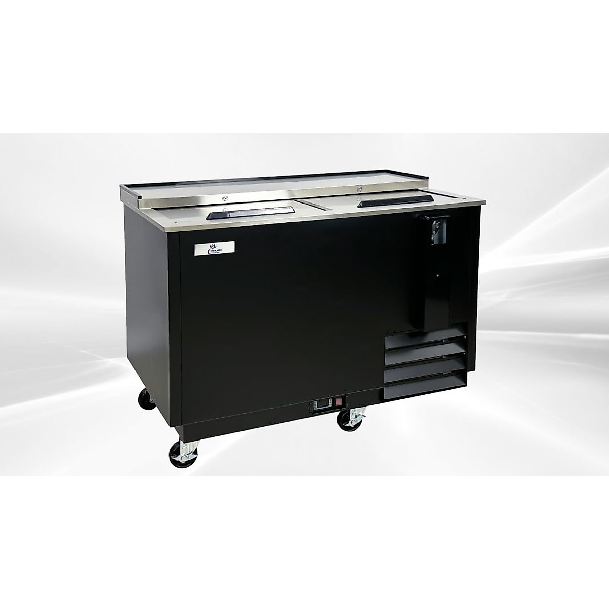 Horizontal Bottle Cooler Deep Well 50” Two 2 Door Commercial beer bottle Refrigerator Stainless steel Top Lid NSF -JBC-50-dup-2