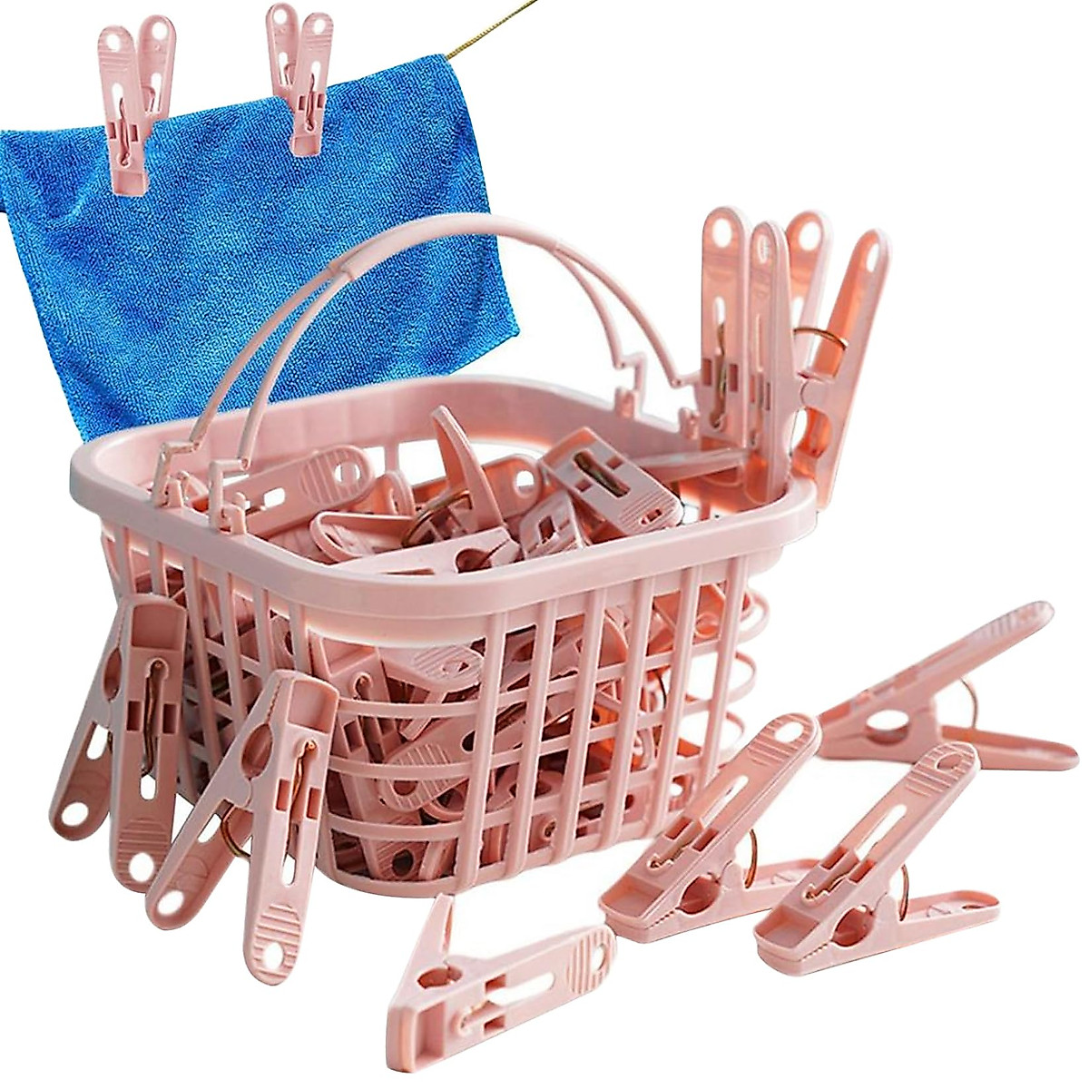 Coat Hangers Pegs for Washing Line 31Psc Non Slip Windproof PP Material Pegs with Basket Multifunctional Fastening Waterproof Laundry Pegs with Durable Spring