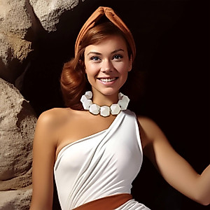 White Beaded Necklace Rock Bone Choker Chunky Costume Pebble Chokers White Statement Necklaces Bones Beads Halloween Costumes for Women Big Large Bead Cosplay Mardi Gras Accessories Carnival Short