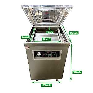 TECHTONGDA Vacuum Sealer Packaging Machine Stainless Steel for Fruits Vegetables DZ500 Single Chamber Sealing Length 20inch