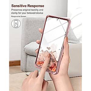 SURITCH Phone Case for Samsung Galaxy S21 Ultra 6.8 inches Slim Fit, Front Cover with Built-in Screen Protector Smooth Back Cover Full Body Protection Shockproof Bumper, Rose Marble