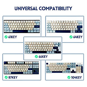 AHHC PBT Keycaps, Japanese Custom Keycaps, XVX Profile Keycaps Full Set for Cherry MX Switches Mechanical Keyboards, Thick Keyboard Keycaps with Key Puller (Blue)