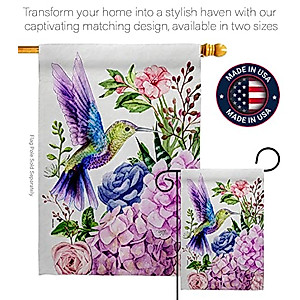 Breeze Decor Purple Hummingbird Garden Flag Friends Birds Flamingo Cardinal Peacock Springtime Natural Wildlife House Decoration Banner Small Yard Gift Double-Sided, Made in USA