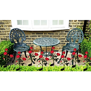 Red 2 Pack, Solar Garden Lights Decorative, 10 Rose Lights Flowers LED for Garden Yard Patio Pathway Lighting, Decorative Flower lamp, Rainproof(Red)