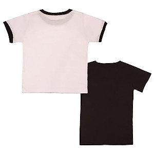 Barbie Girls Short Sleeve T-Shirt 2-Pack, Logo Girl Power Short Sleeve Tees 2 Pack Bundle Set for Girls (Size 6/6X, White/Black)
