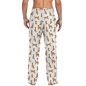Ollabaky Men's Pajama Pants Golden Retriever Dogs Sleepwear Lounge Pajama Bottoms with Pockets, XL