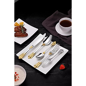 ELiTA ESSENTIALS Luxury 30 Pcs Silverware Set, Royal Flatware Set, Modern 304 Stainless Steel Flatware, Cutlery, Tableware. Serving 6. (Gold & Silver)