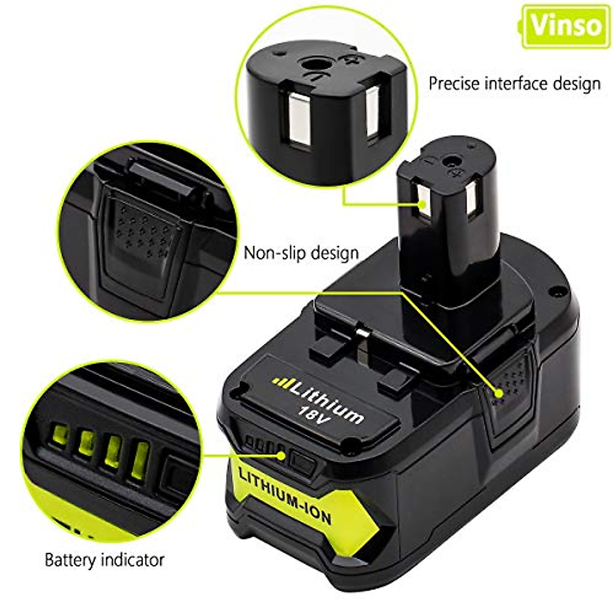 KINGTIANLE 2packs 6.0Ah 18V Replacement Battery for Ryobi 18V Lithium Battery P102 P103 P105 P107 P108 P109 Ryobi ONE+ Cordless Tool Battery