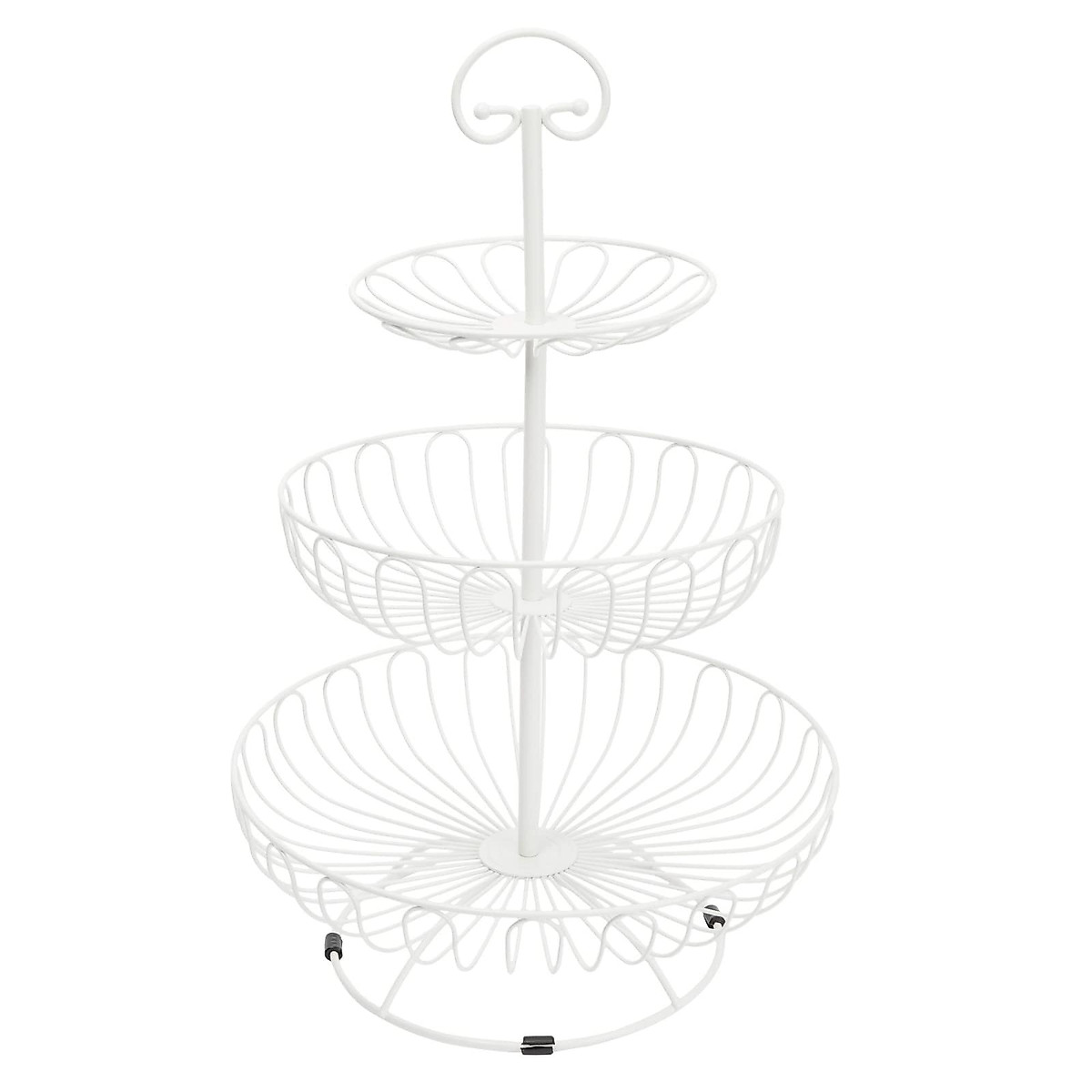 Juvale Large White Fruit Basket for Kitchen Counter, Metal 3 Tiered Fruit Stand for Countertop, Fresh Produce, Fruits and Vegetables, Organization, Storage Rack (18 In)