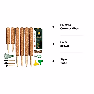 Moss Pole for Plants 90 inches Pack of 6 - Moss Pole for Climbing Plants Monstera 16.5 and 11.8 inches - Totem Pole Plant Supports with Gardening Accessories - Plant Poles for Potted Plants Indoor