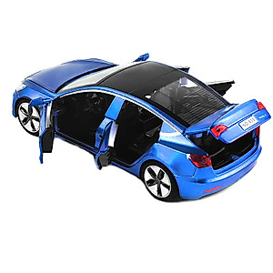Model 3 Toy Car 1:32 Scale Alloy Car Model 3 Diecast & Pull Back Toy Vehicles Car Toy for 3 to 12 Years Old Toddlers Kids Toy Gift - with Lights and Music (Blue)