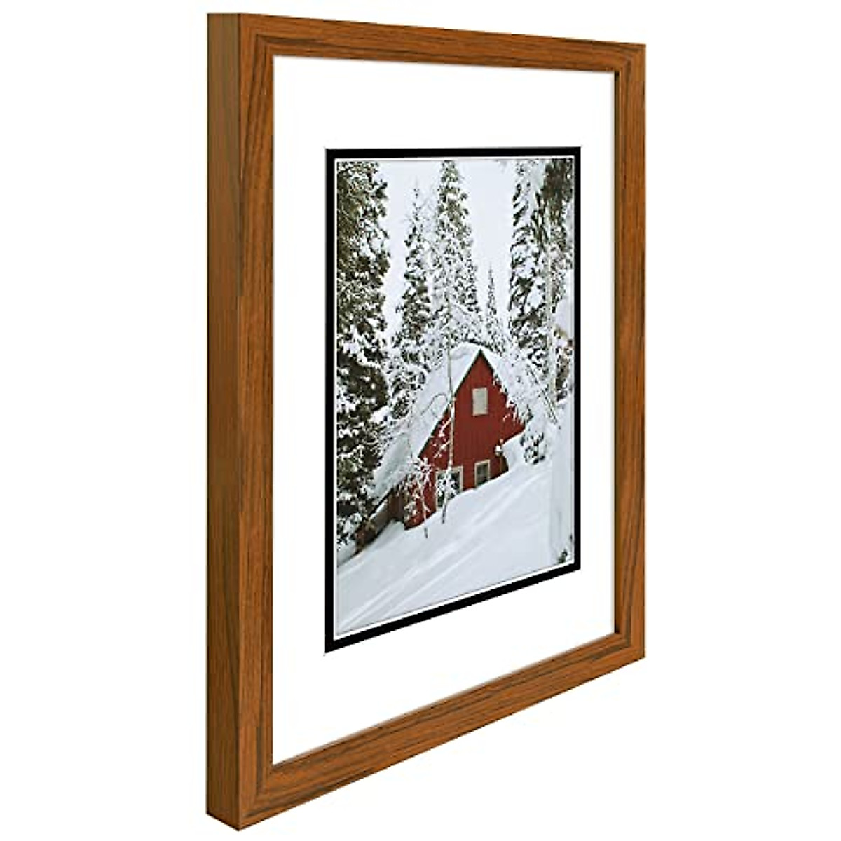Golden State Art, 11x14 Brown Wood Frame with White Over Black Double Mat - Displays 8x10 Photos - Real Glass, Sawtooth Hangers, Back Turn Buttons - Wall Mounting, Landscape, Portrait