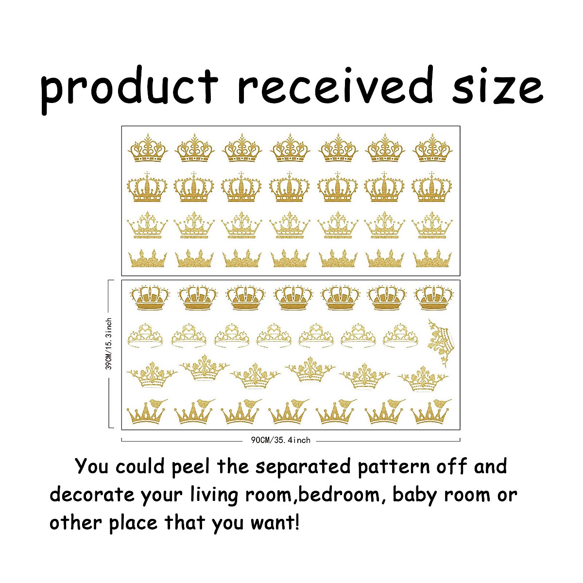 SUPERDANT 8 Style Gold Crown Theme Wall Sticker Bird on Crown Wall Decals Self Adhesive Wall Decor Art Removable PVC Decal for for Girls Room Nursery Living Room Bedroom Decor