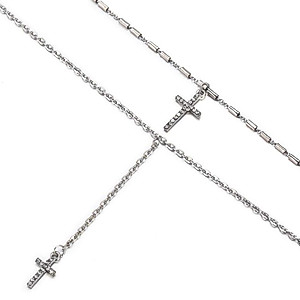 Aimimier Layered Choker Necklace Cross Necklace Rhinestone Cross Charm Pendant Necklace Bohemia Jewelry for Women(Silver)