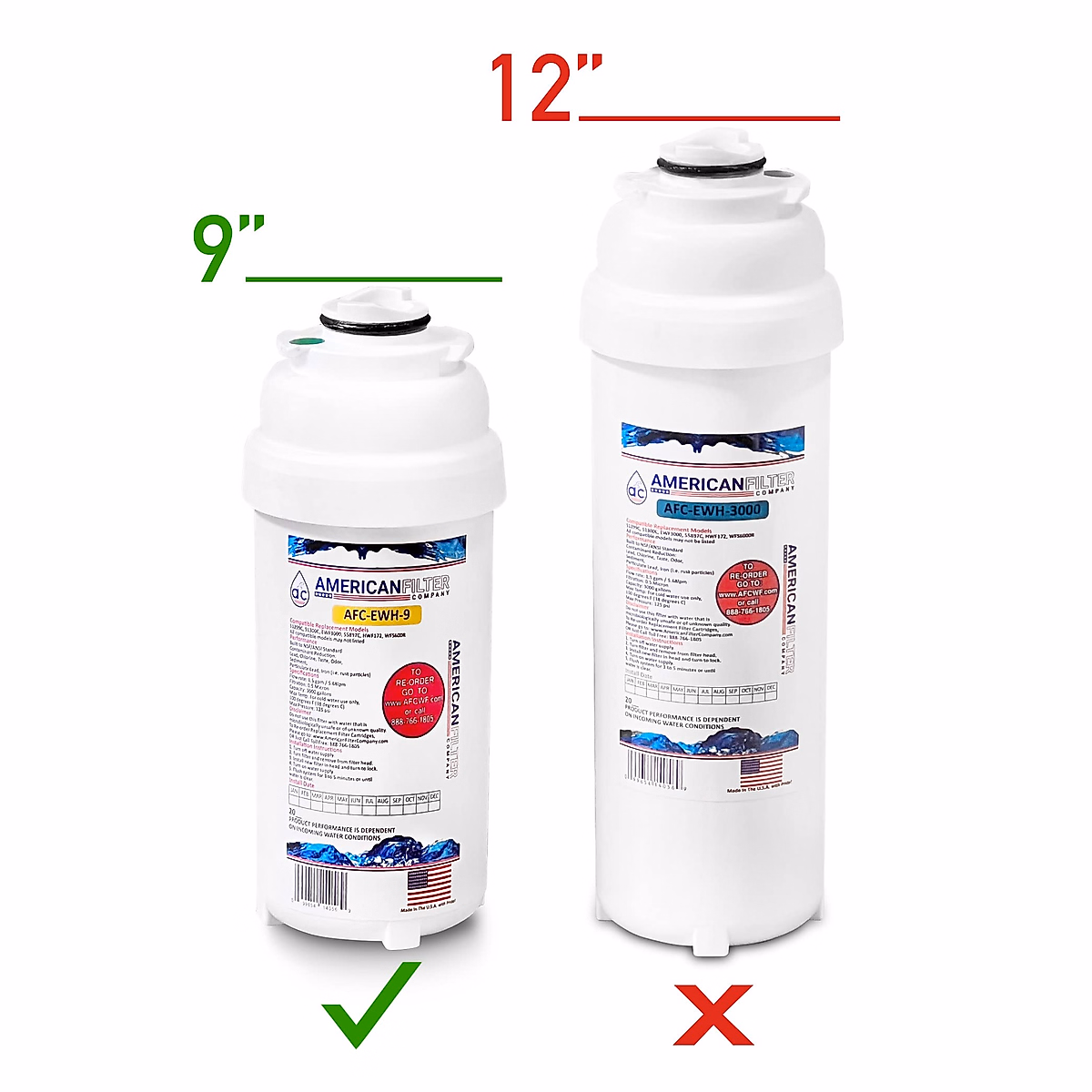 AFC Brand Model # AFC-EWH-9, Compatible with LZWSDK,LZWSDPK,LZWSGRN8K,LZWSGRN8PK,LZWSGRNM8K Water Filter Made by AFC. Made in U.S.A. - 24 Pack