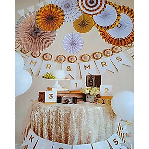 Party Paper Fans Gold Hanging Garland Glitter for Birthday Wedding Baby Shower Bridal Valentine's Day Girl's Decoration 8 Pack