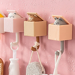 Cute Animal Wall Hooks for Hanging-1PC Creative Pet Hooks for Coat, Scarf, Hat, Towel, Key, Bag, Utility Animal Hook for Wall Hanging Decorations (01_Pink)