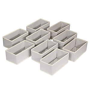 DIOMMELL Foldable Cloth Storage Box Closet Dresser Drawer Organizer Fabric Baskets Bins Containers Divider for Clothes Underwear Bras Socks Lingerie Clothing,Set of 9 Grey 090