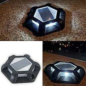 Mobestech 2pcs Solar High Pressure Outdoor Waterproof 6LED Road Lighting Deck Lights for Home Garden Landscape ( Black )