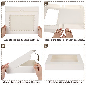 TOMNK 25pcs Cookie Boxes with Window, 16x11x2.5in Large Bakery Boxes for Treats, Desserts, Chocolate Covered Strawberries, Pies, Muffins, Donuts