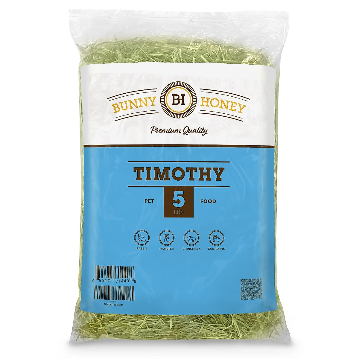 Bunny Honey Timothy Hay for Pets - Premium Quality All-Natural Feed for Rabbits, Guinea Pigs, and Chinchillas (Timothy5LB)
